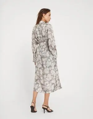 Brunello Cucinelli Floral Printed Belted Midi Dress