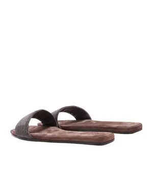 Brunello Cucinelli Embellished Open Toe Slides