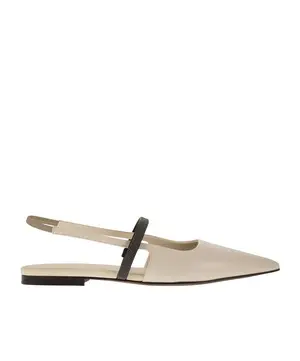 Brunello Cucinelli Monile Slingback Ballet Flats - Nude