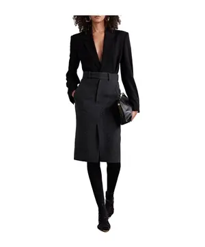 PETAR PETROV Grey Woolen Pencil Skirt
