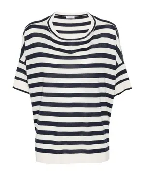 Brunello Cucinelli Monili-detail Striped Knit Top