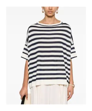 Brunello Cucinelli Monili-detail Striped Knit Top