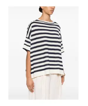 Brunello Cucinelli Monili-detail Striped Knit Top