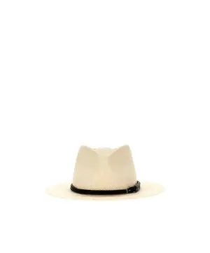 Brunello Cucinelli Flat Brim Fedora Hat - White