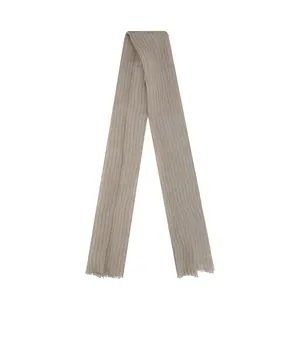 Brunello Cucinelli Striped Frayed Hem Scarf - Nude