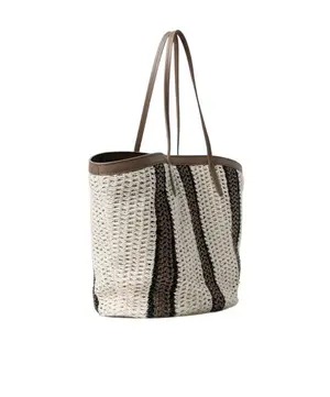 Brunello Cucinelli Striped Woven Tote Bag