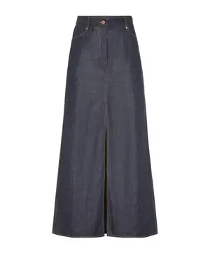 Brunello Cucinelli Denim Maxi Skirt With Slits