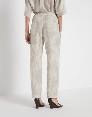 Brunello Cucinelli Floral-jacquard Drawstring Tapered Trousers