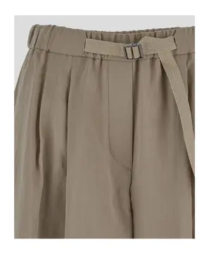 Brunello Cucinelli Semi-sheer Belted Wide-leg Trousers
