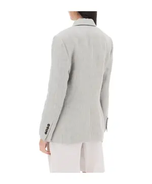 Brunello Cucinelli Herringbone Linen Double-breasted Blazer