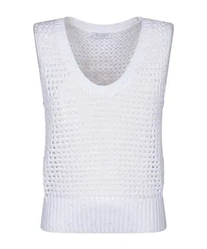 Brunello Cucinelli Sequin Embellished Open Knitted Vest