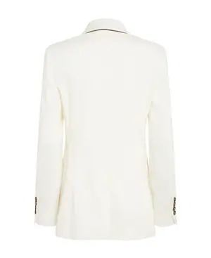 Brunello Cucinelli Double-breasted Woven Blazer With Scarf Detail