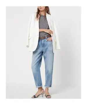 Brunello Cucinelli Tapered Leg Jeans With Logo Patch - Blue