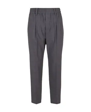 Brunello Cucinelli Tailored Tapered Leg Trousers With Elasticated Waist - Grey