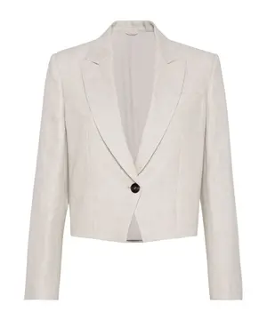 Brunello Cucinelli Single Breasted Cropped Blazer