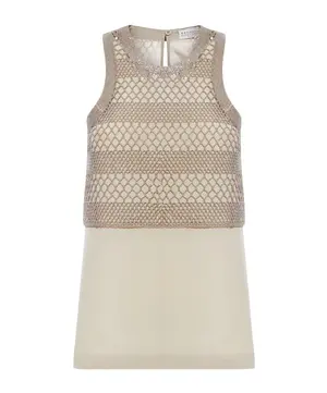 Brunello Cucinelli Embellished-neck Cut-out Top