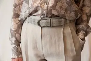 Brunello Cucinelli Pleated Flax Trousers With Beaded Detail