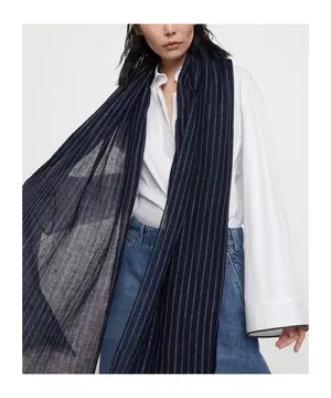 Brunello Cucinelli Striped Frayed Hem Scarf