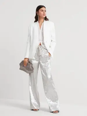 Brunello Cucinelli Metallic Wide-leg Trousers