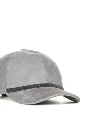 Brunello Cucinelli Suede Cap With Metallic Trim
