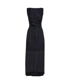 Brunello Cucinelli Pinstriped Cotton-blend Midi Dress