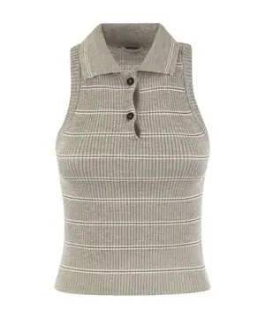 Brunello Cucinelli Sleeveless Ribbed Polo Shirt