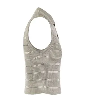 Brunello Cucinelli Sleeveless Ribbed Polo Shirt