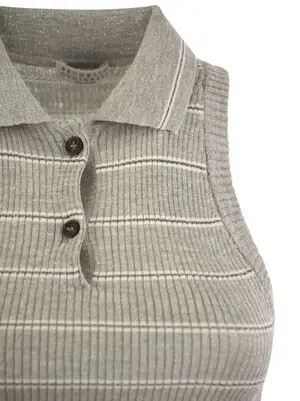 Brunello Cucinelli Sleeveless Ribbed Polo Shirt