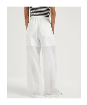 Brunello Cucinelli High-waist Wide-leg Trousers - White