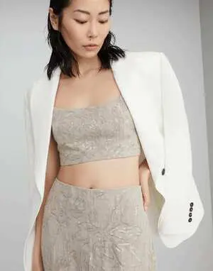Brunello Cucinelli Sequin-embellished Linen Top