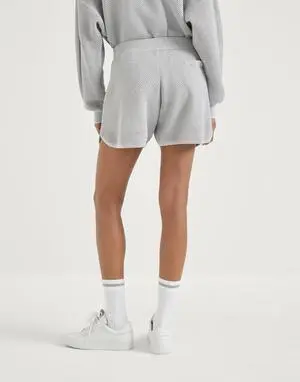Brunello Cucinelli Sparkling Net Knit Drawstring Shorts