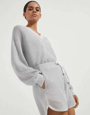 Brunello Cucinelli Sparkling Net Knit Drawstring Shorts