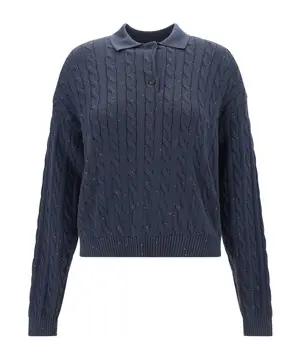 Brunello Cucinelli Sequin-embellished Polo Jumper
