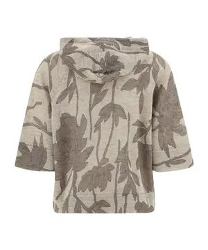 Brunello Cucinelli Floral-jacquard Hooded Knitted Top
