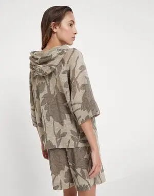 Brunello Cucinelli Floral-jacquard Hooded Knitted Top
