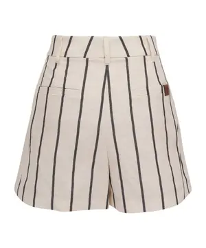 Brunello Cucinelli Striped Cotton-linen Shorts