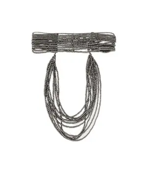 Brunello Cucinelli Draped Beaded Necklace - Gray