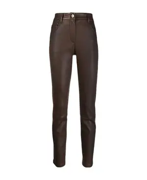 Brunello Cucinelli Slim-fit Leather Trousers