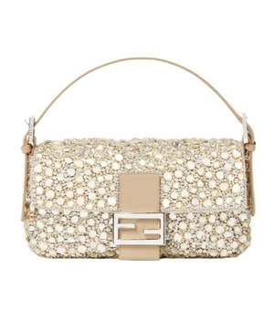 Fendi Baguette 26424 Bag Embroidered With Cabochon Crystals