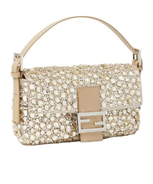 Fendi Baguette 26424 Bag Embroidered With Cabochon Crystals
