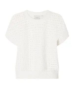 Varley Hollow-out Short Sleeve Knit Sweater
