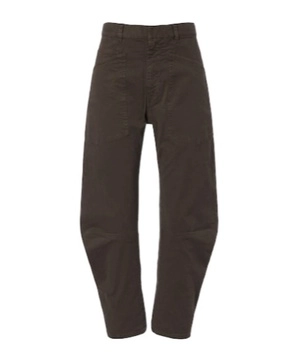 NILI LOTAN Shon Cotton Twill Barrel-leg Pants - Brown