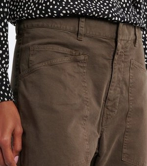 NILI LOTAN Shon Cotton Twill Barrel-leg Pants - Brown