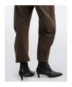 NILI LOTAN Shon Cotton Twill Barrel-leg Pants - Brown