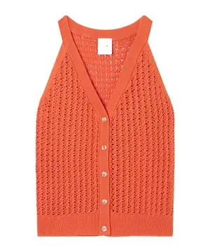 Varley Hollow Knit Button-front Vest - Red
