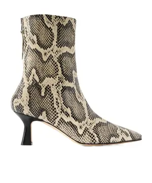 AeydĒ Leather Ankle Boots With Snakeskin Effect