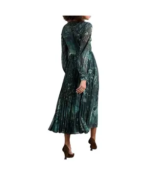 JASON WU Printed Pleated Chiffon Midi Dress