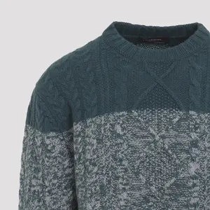 Kiton Color-block Cable-knit Sweater