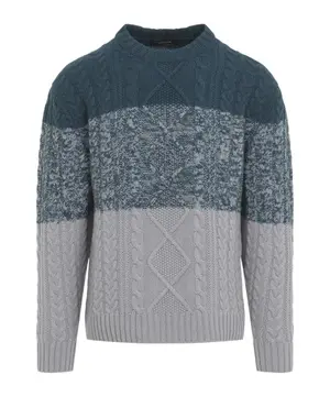 Kiton Color-block Cable-knit Sweater - Light Grey