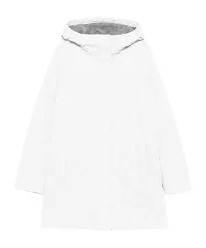 K-WAY Long-sleeved Hooded Coat With Logo Detail - White